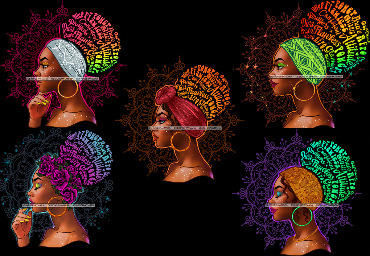 Bundle 5 Afro Woman Messy Bun Puff Brave Flawless Attitude Power Hair ...